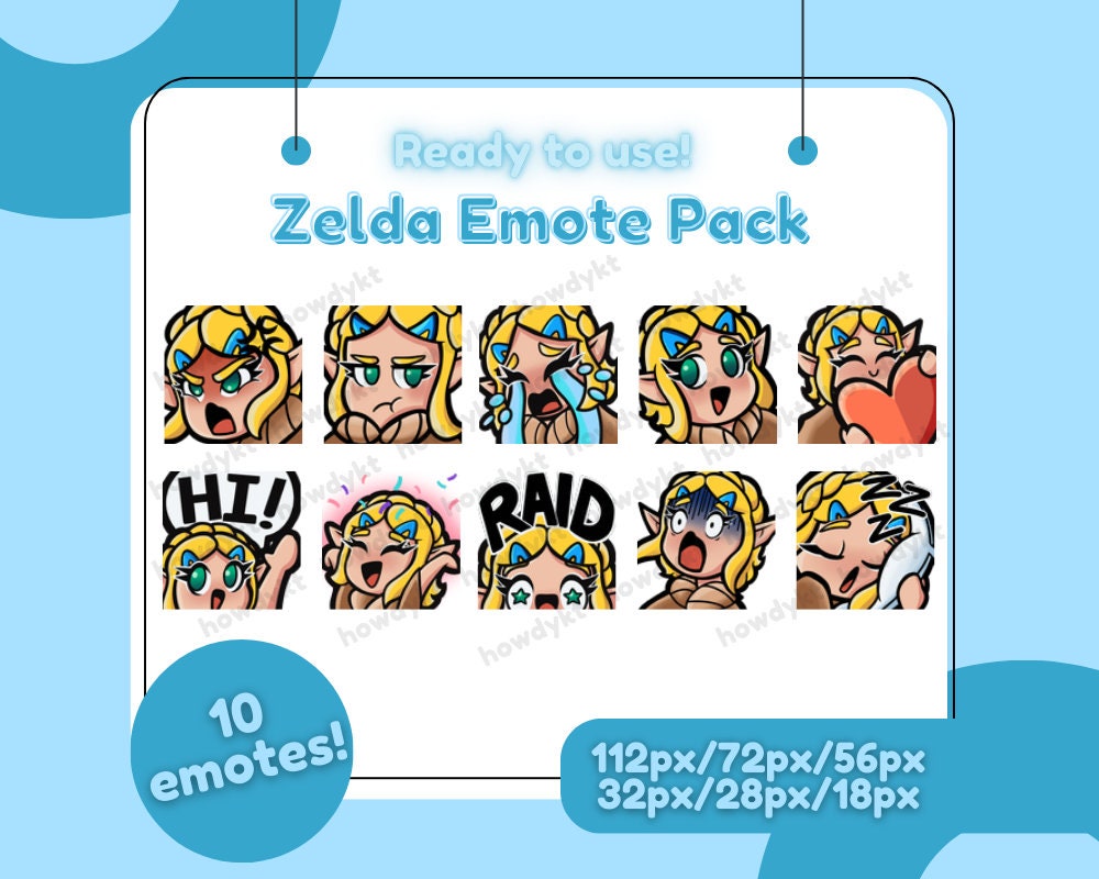 Zelda Inspired Emotes for Twitch, Kick, or Discord 10 Pack | Cute ...
