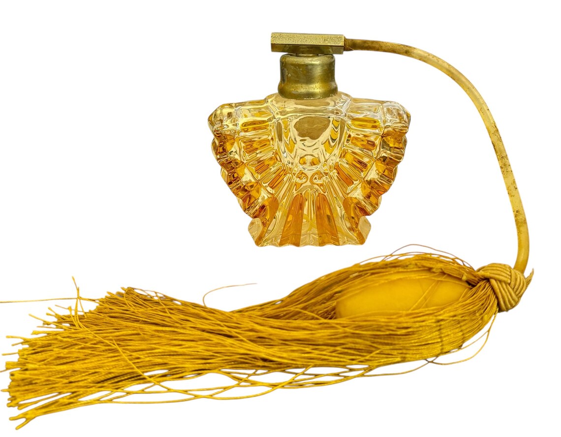 Vintage 1950's Beautiful Art Deco Amber and Clear Crystal Perfume ...