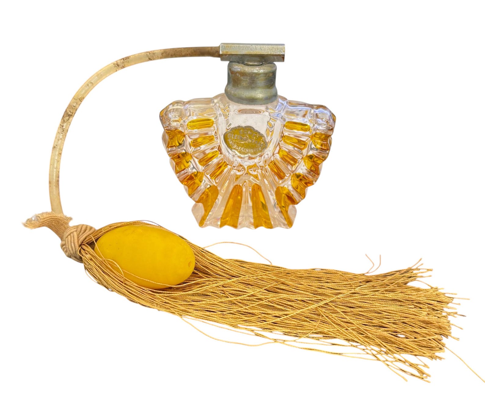 Vintage 1950's Beautiful Art Deco Amber and Clear Crystal Perfume ...