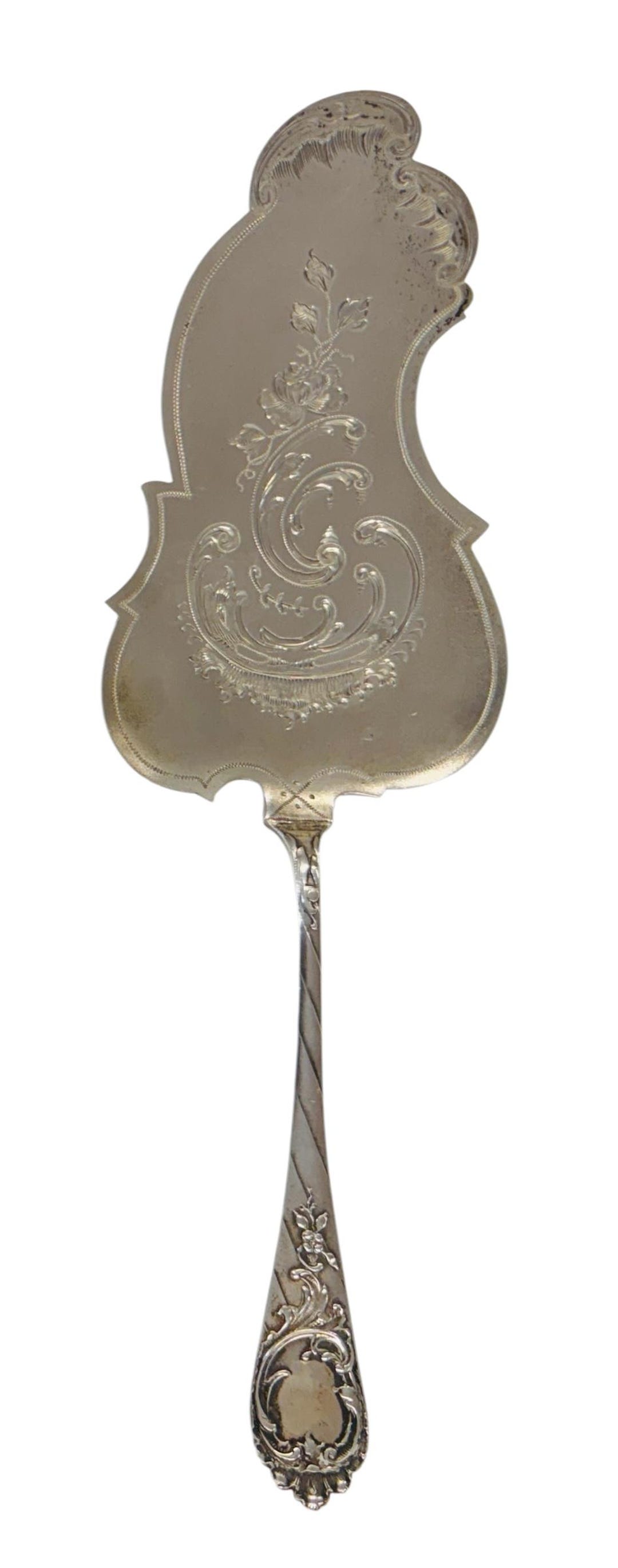 Antique 800 Silver Spatula: German Art Nouveau Floral Engraving - Etsy