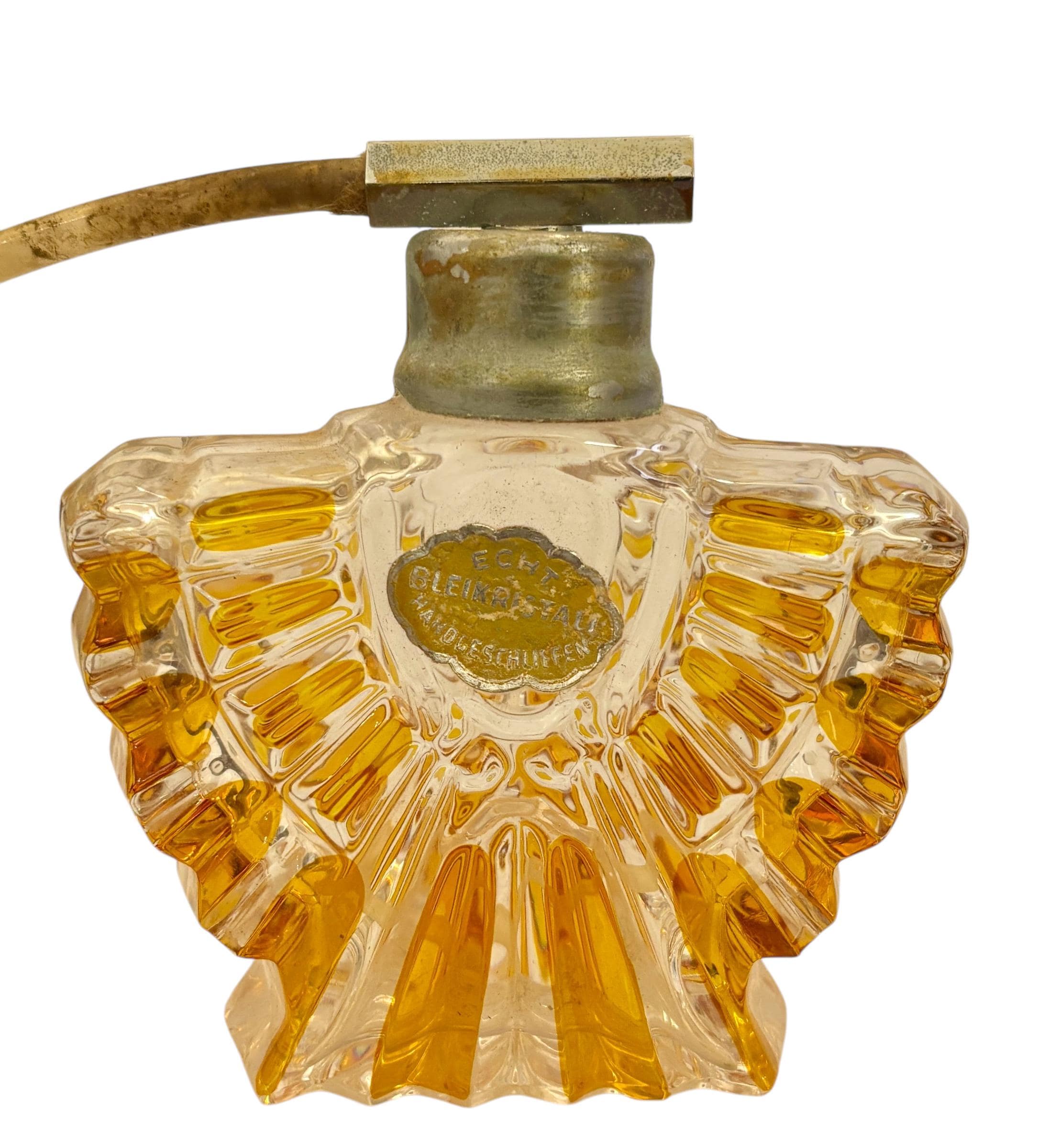Vintage 1950's Beautiful Art Deco Amber and Clear Crystal Perfume ...