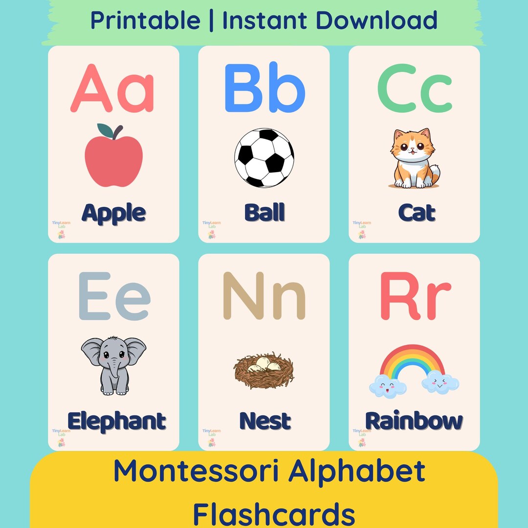 Montessori Alphabet Flashcards for Toddlers | ABC Tracing Chart ...