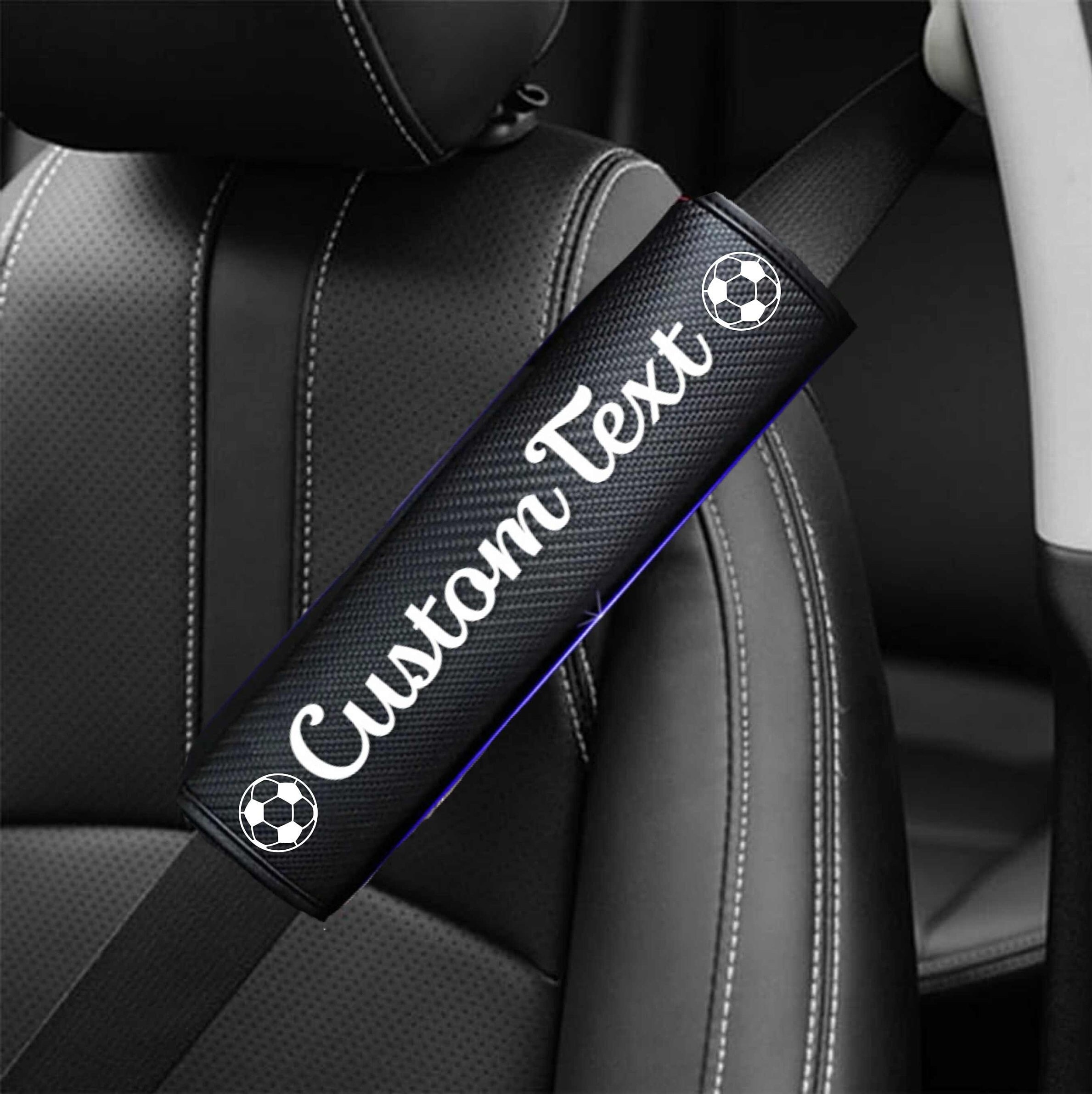 Custom Car Seat Belt Cover Text Logo Name Leather 2pcs Vehicle Safety ...