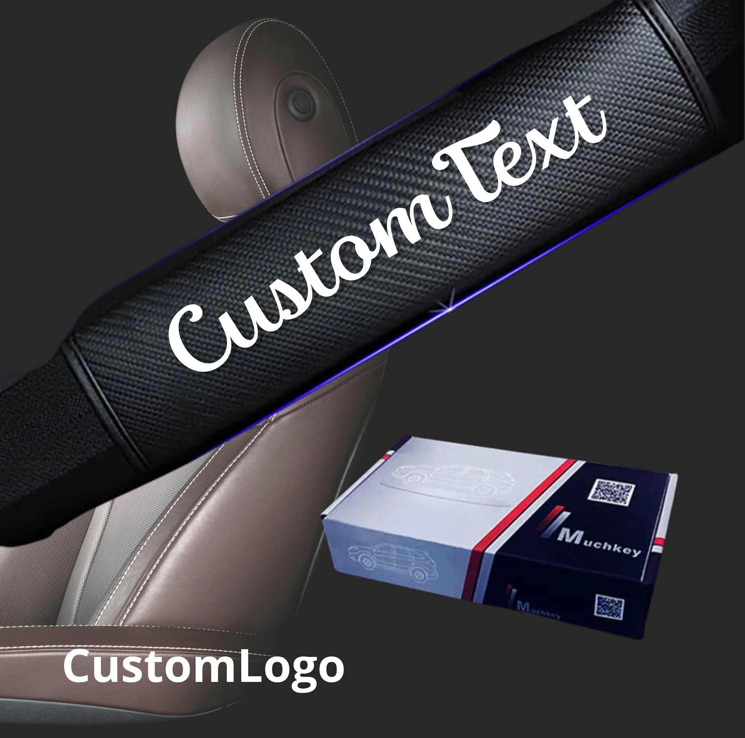 Custom Car Seat Belt Cover Text Logo Name Leather 2pcs Vehicle Safety ...