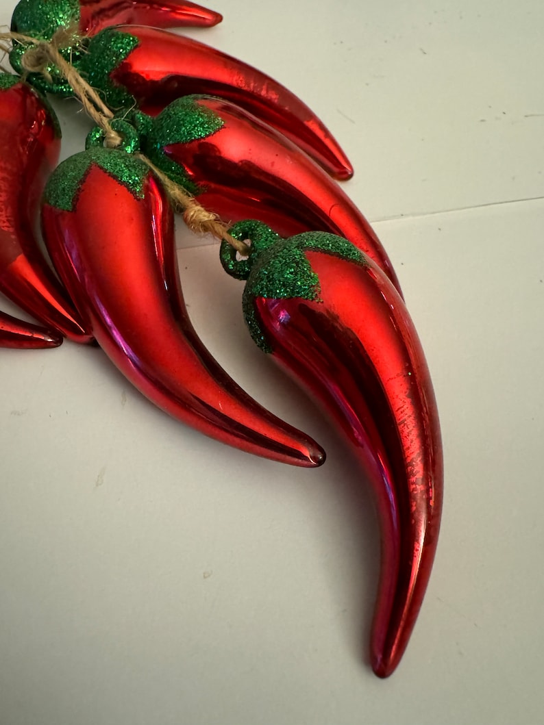 12 Mercury Glass Red Chili Pepper Ornaments, Rare Item, Each Pepper 3 1 ...