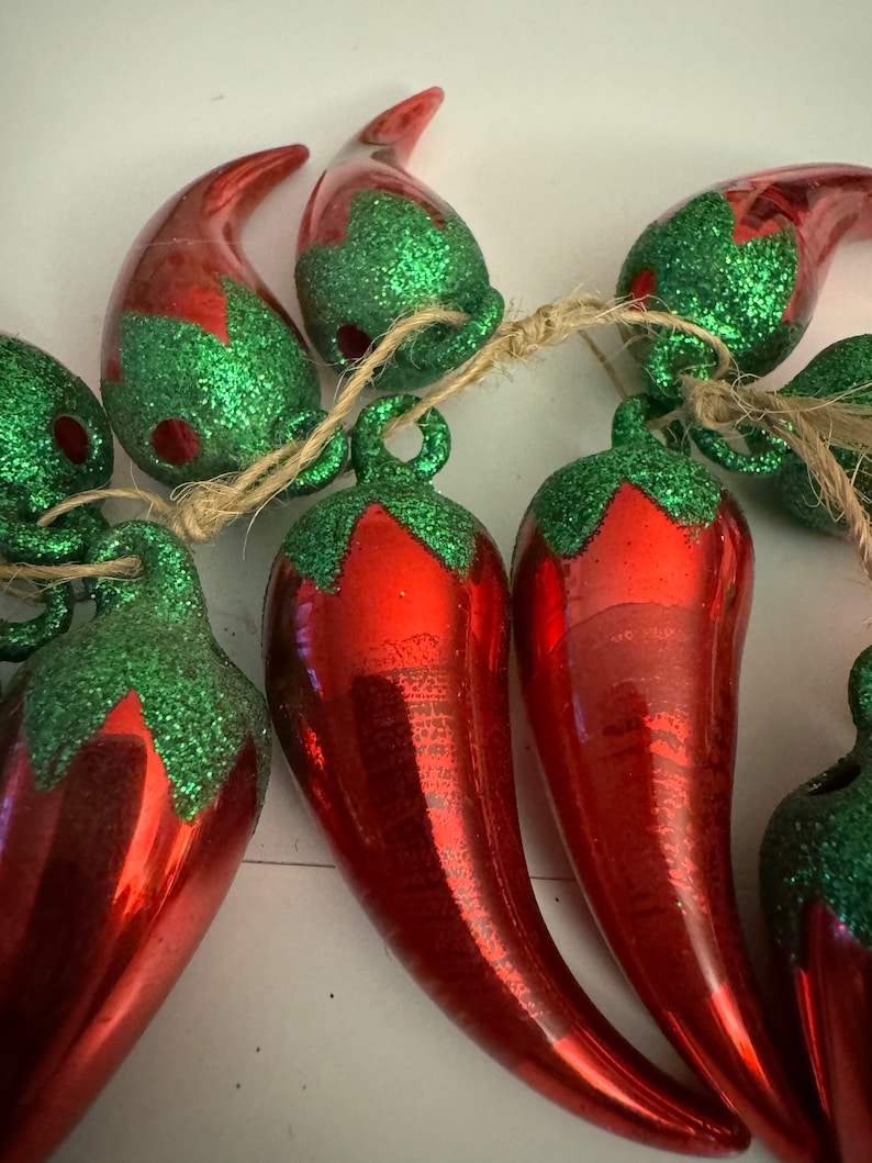 12 Mercury Glass Red Chili Pepper Ornaments, Rare Item, Each Pepper 3 1 ...