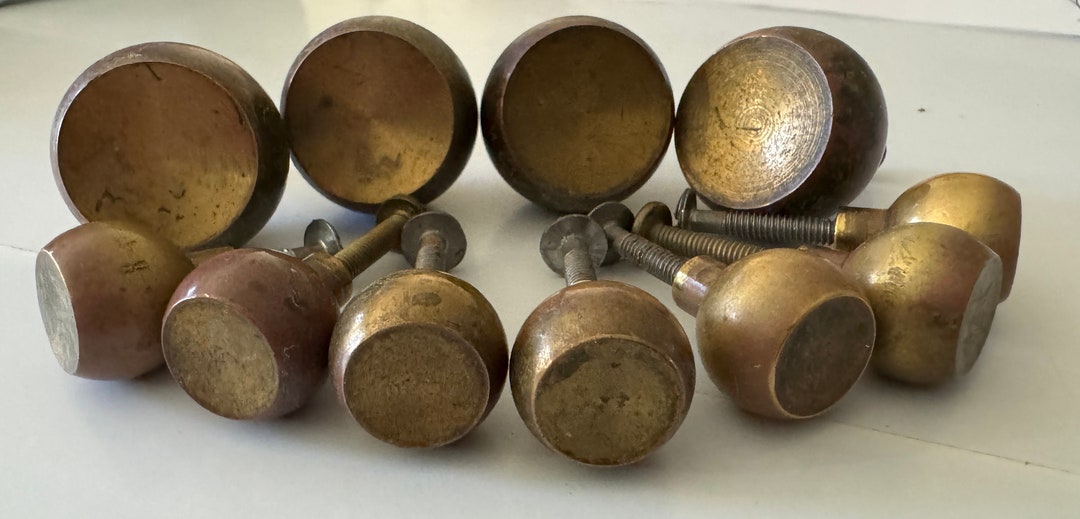 MCM Hardware, Drawer Pulls, Dresser, Cabinetry, Solid Brass, Round With Concave Centers. Two ...