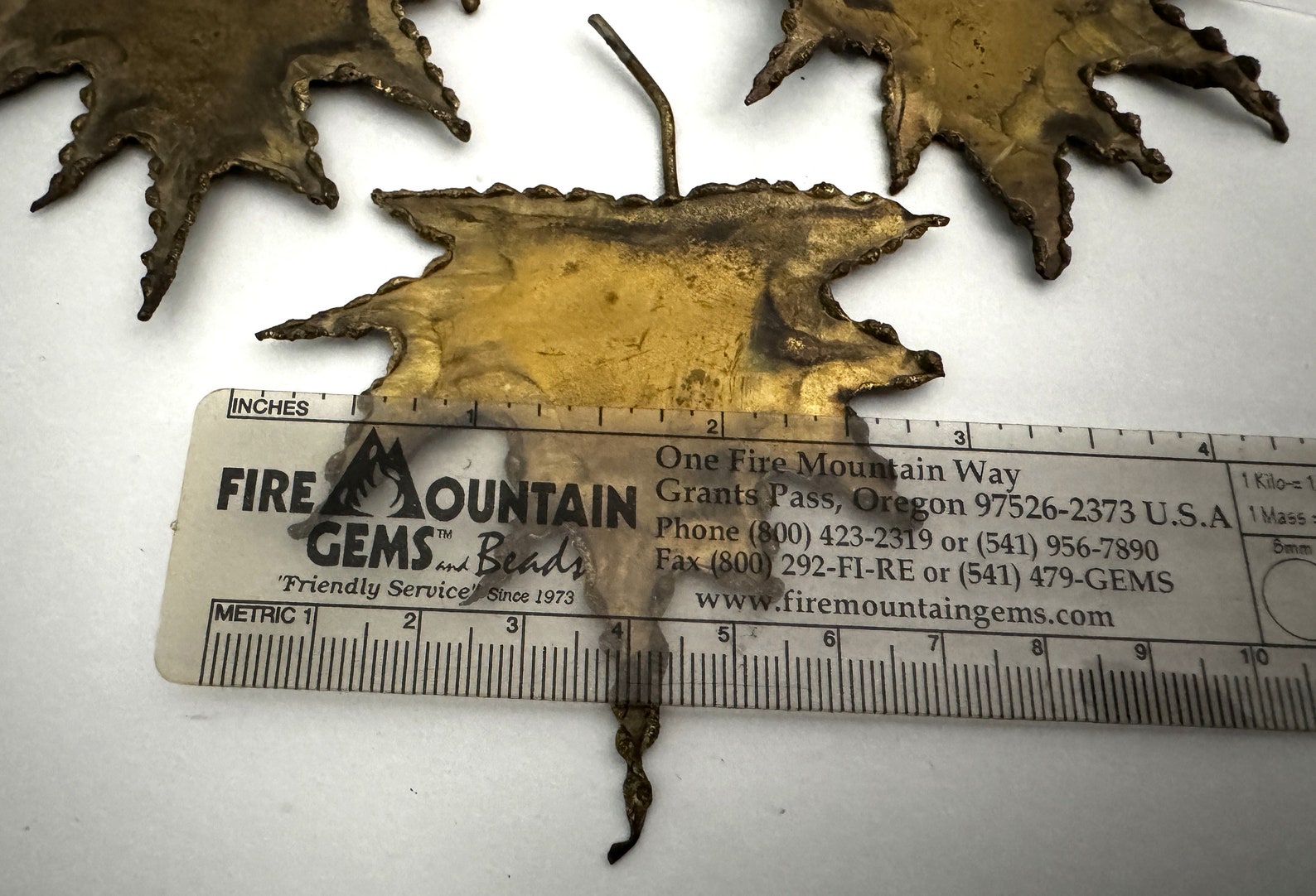 8 Handcrafted Large Brass Leaves, Rippled Edges, Soldered Stems ...