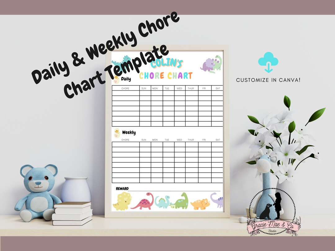 Chore Chart Printable Customized Chore Chart Kids Chores - Etsy