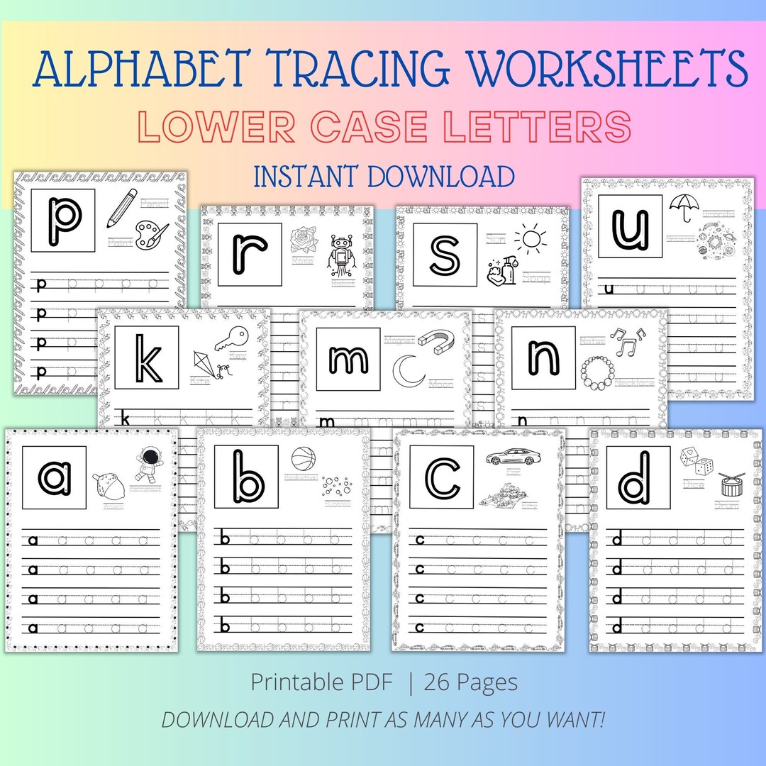 Printable Alphabet Letters A-Z Lower Case Only Traceable Letters With ...