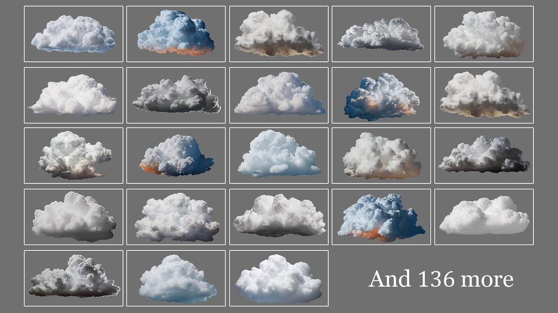 5K 158 Cloud Overlays Vol.2 - Photoshop Overlays - PNG - Digital -no ...