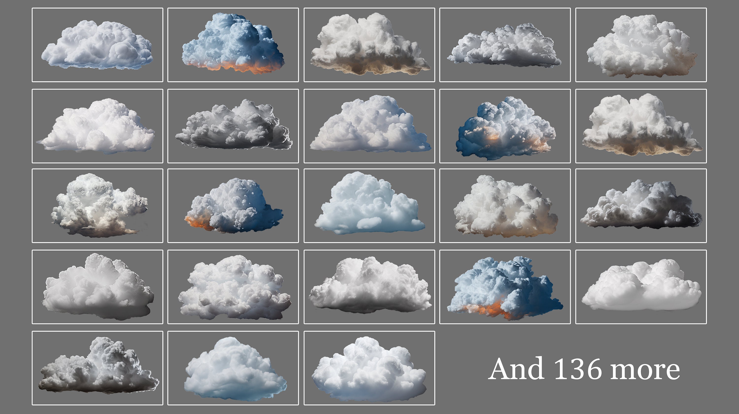 5K 158 Cloud Overlays Vol.2 - Photoshop Overlays - PNG - Digital -no ...