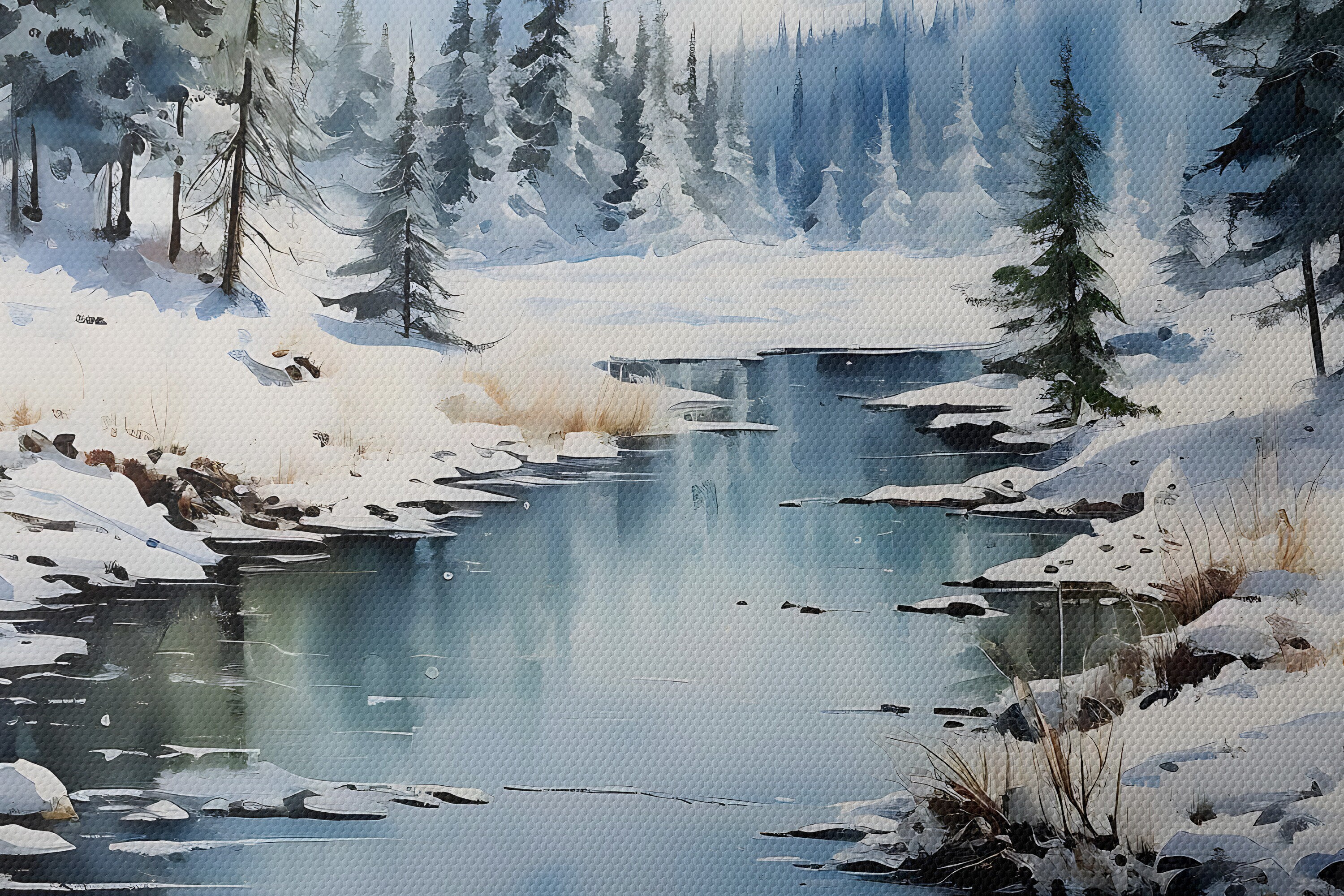 Boho Art, Bright Snowy Riverbed, Winter Wall Decor, Boho Decor ...