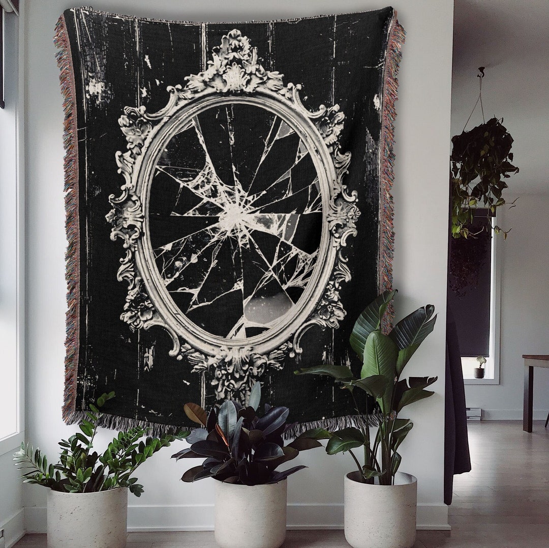 Large Gothic Backdrop Tapestry, Shattered Victorian Mirror, Dark ...