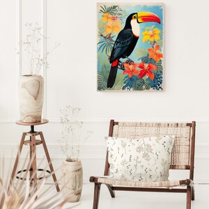 Boho Art, Vintage Tropical Toucan, Retro Wall Decor, Boho Decor ...