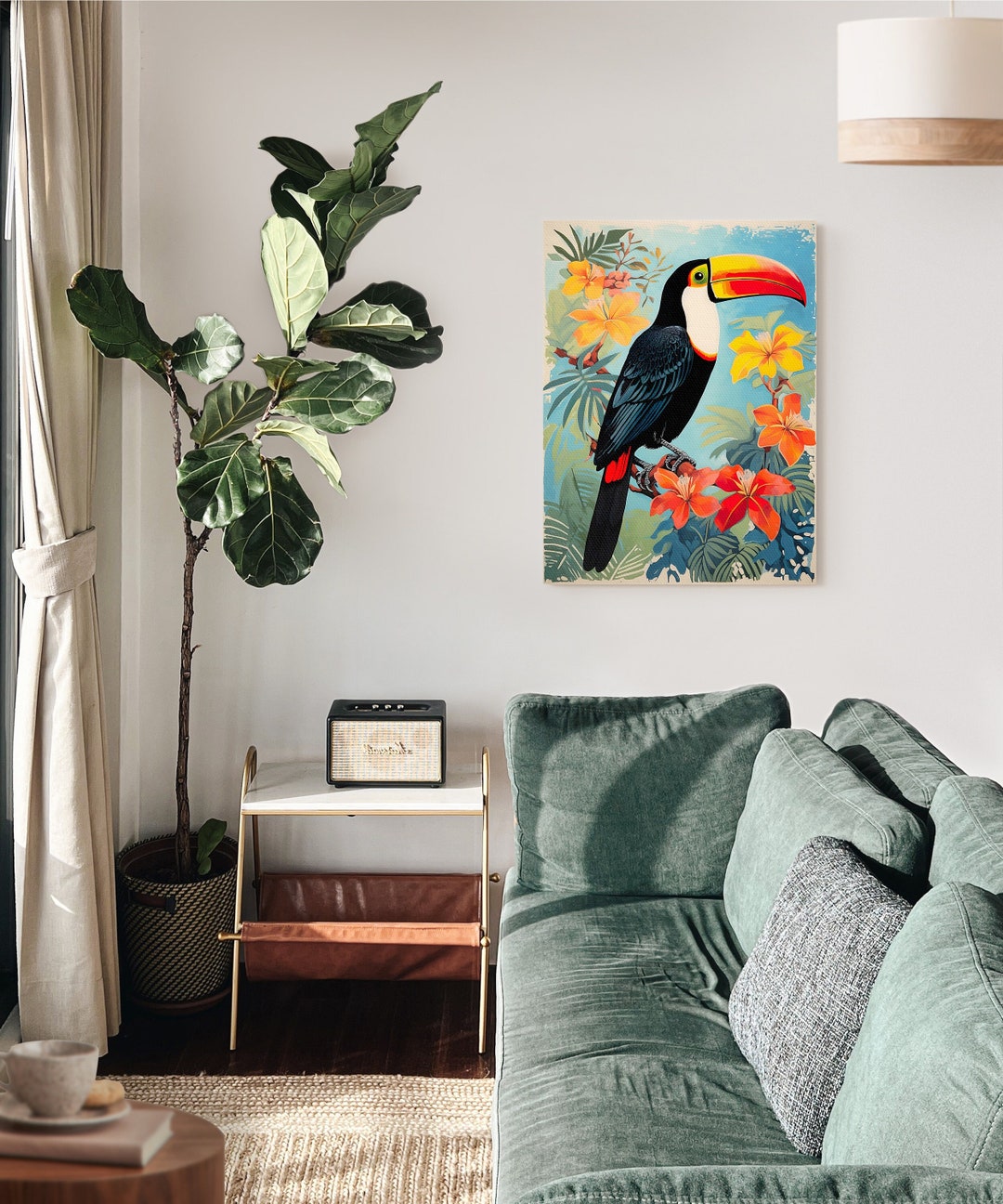 Boho Art, Vintage Tropical Toucan, Retro Wall Decor, Boho Decor ...