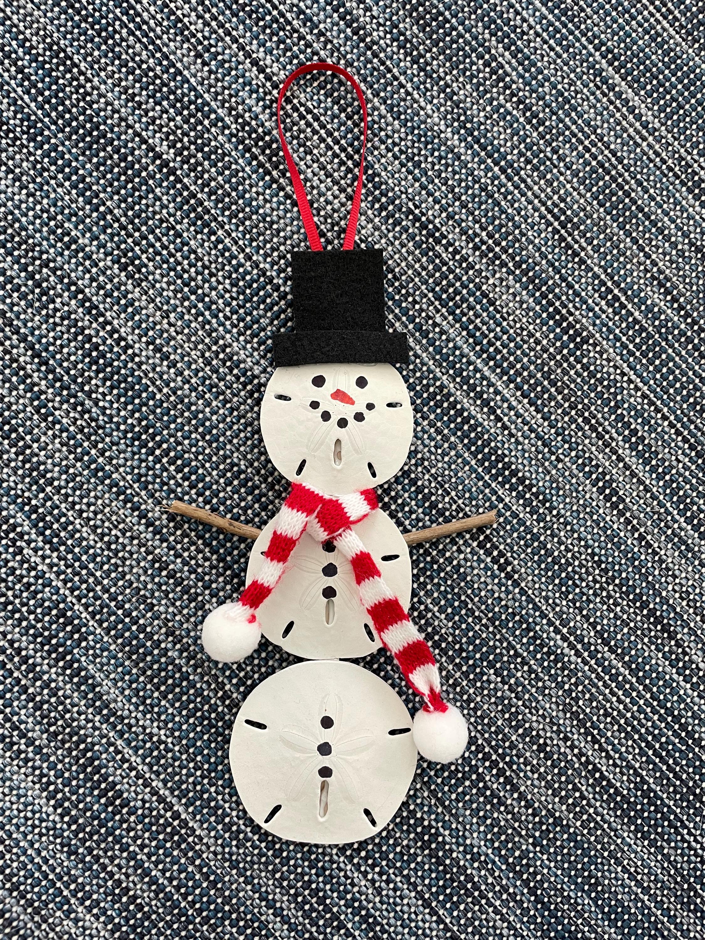 Sand Dollar Snowman Ornament - Beach Coastal Decor Christmas Ornament ...