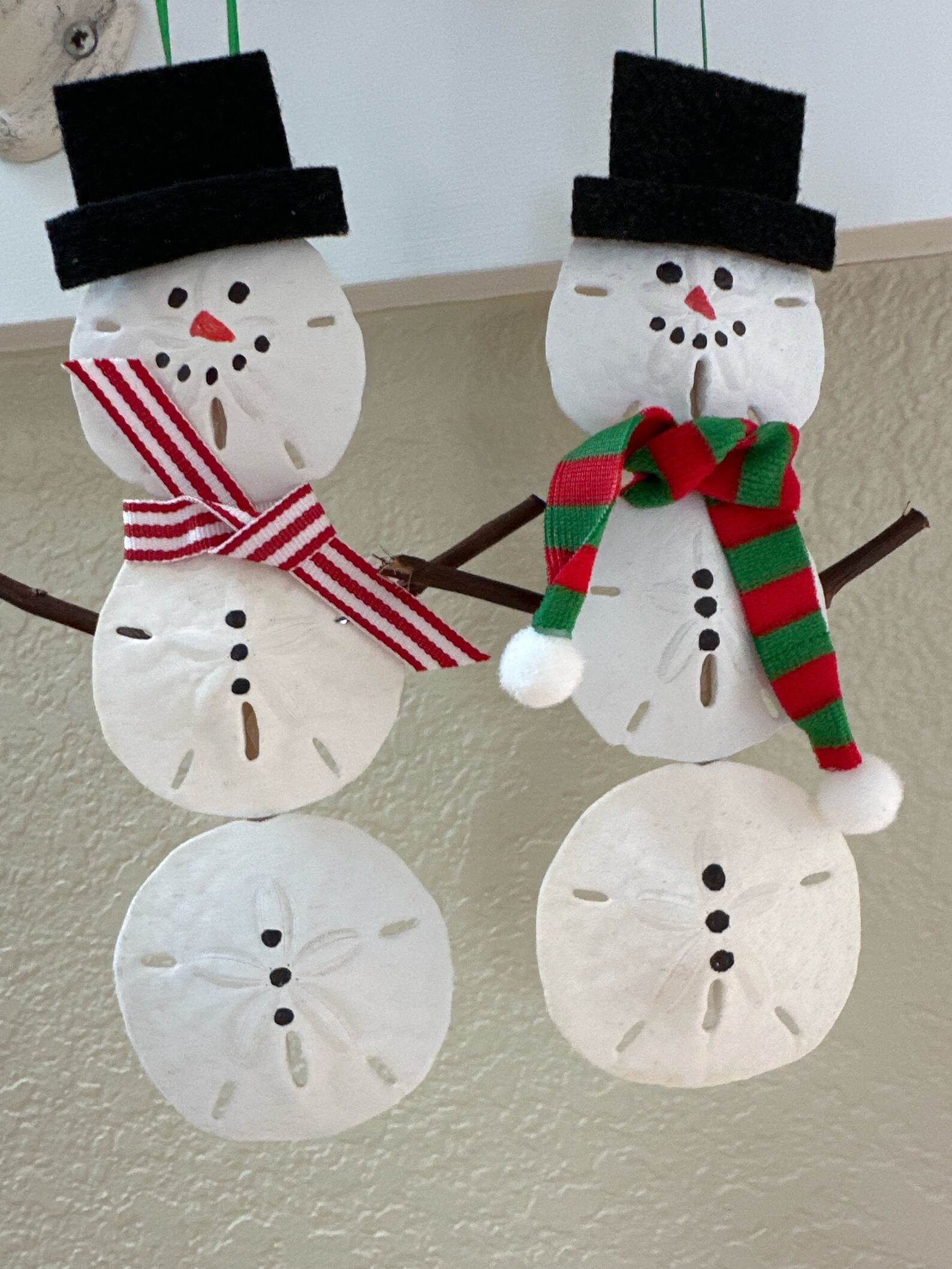 Sand Dollar Snowman Ornament Beach Coastal Decor Christmas Ornament ...