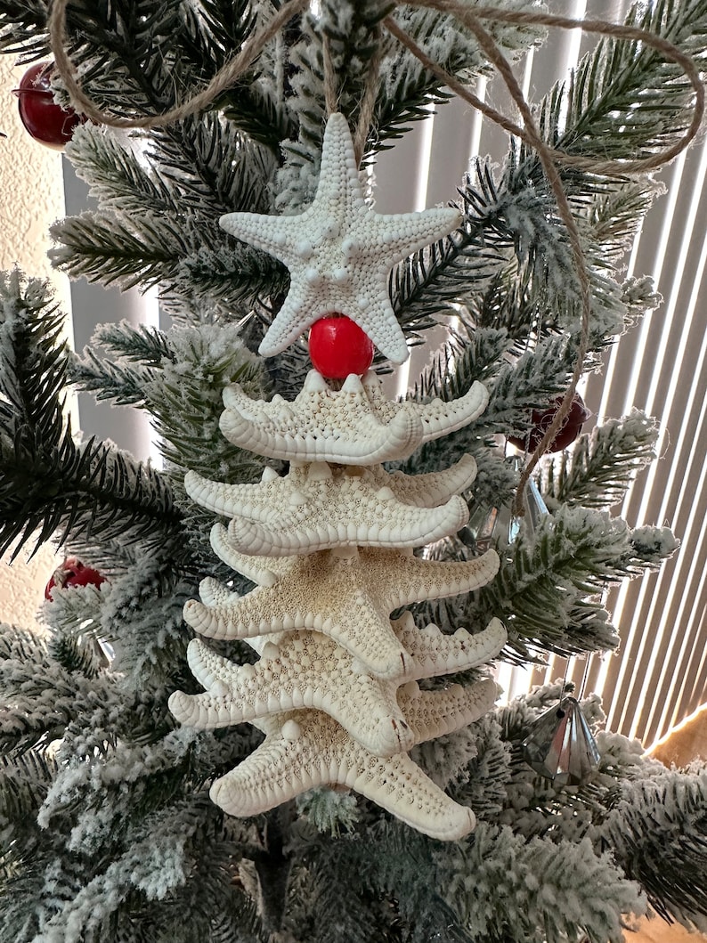 Knobby White Starfish Beach Nautical Coastal Christmas Tree Ornament ...