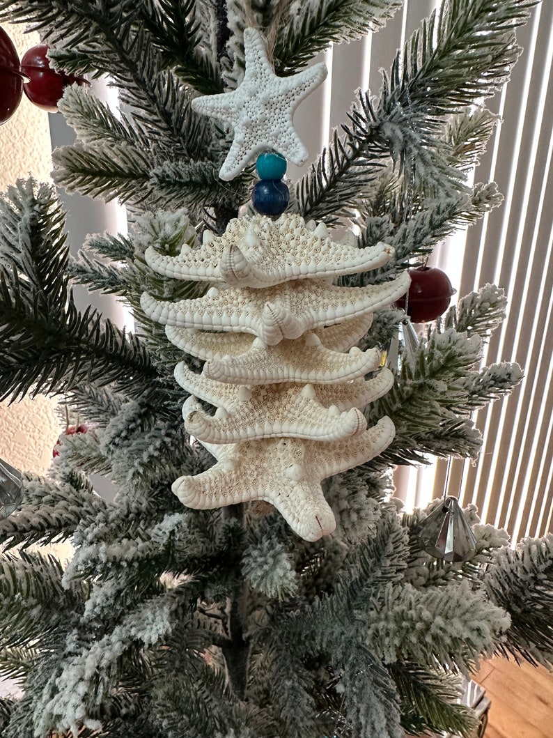 Knobby White Starfish Beach Nautical Coastal Christmas Tree Ornament ...