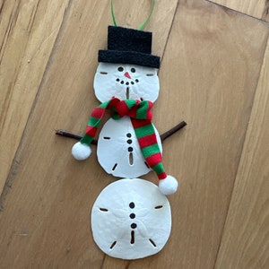Sand Dollar Snowman Ornament Beach Coastal Decor Christmas Ornament ...