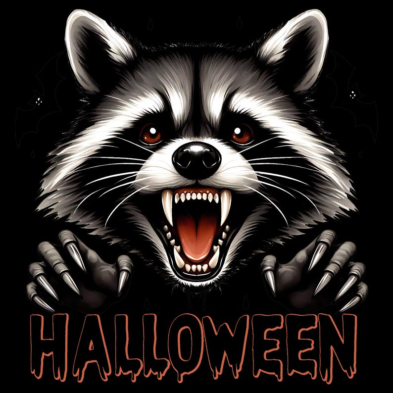 Horror Raccoon Halloween Sublimation PNG - Etsy