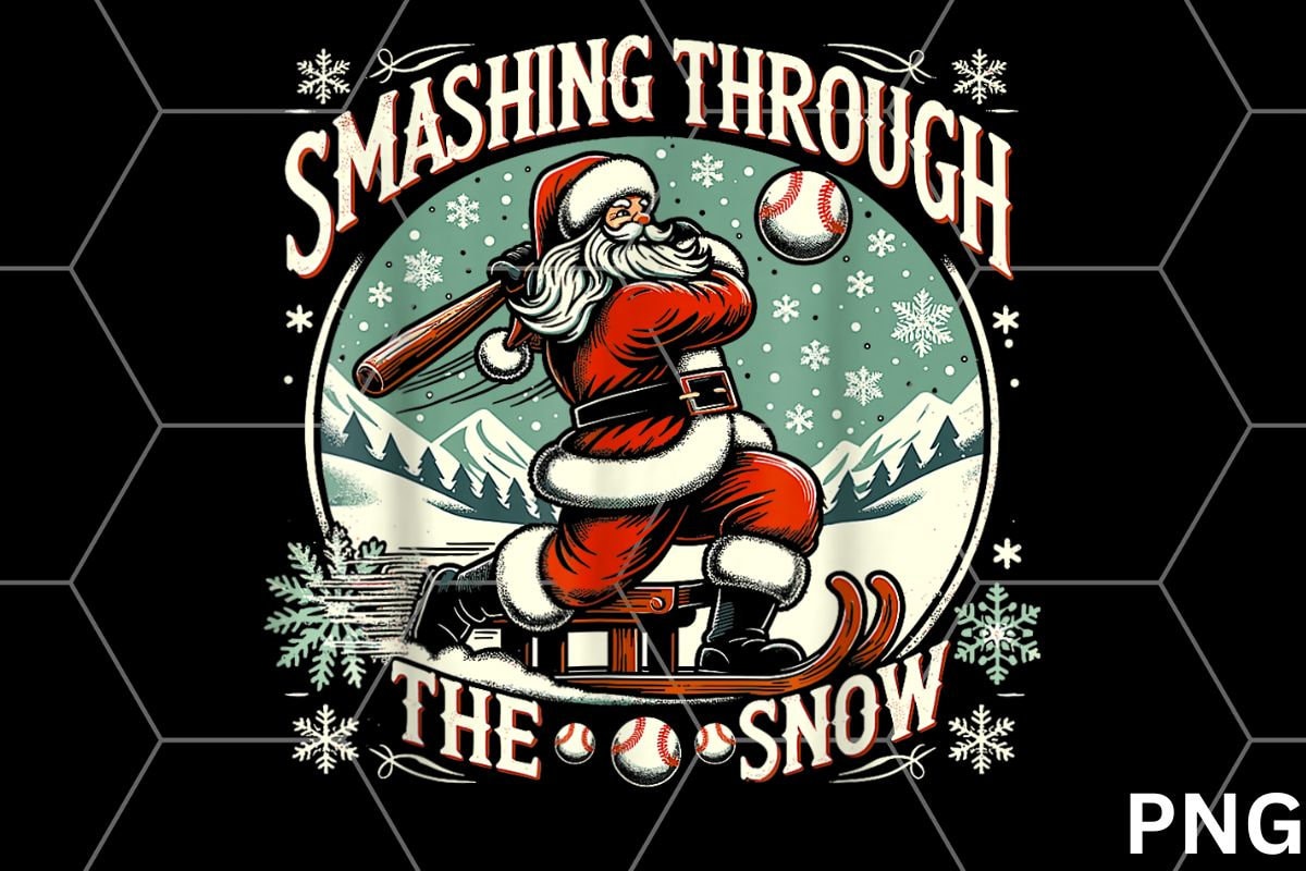 Baseball Player Christmas Santa, Smashing Through the Snow Png - Etsy