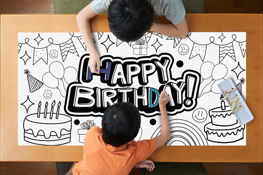 LARGE Happy Birthday Coloring Paper Banner/ for Schools or Parties ...