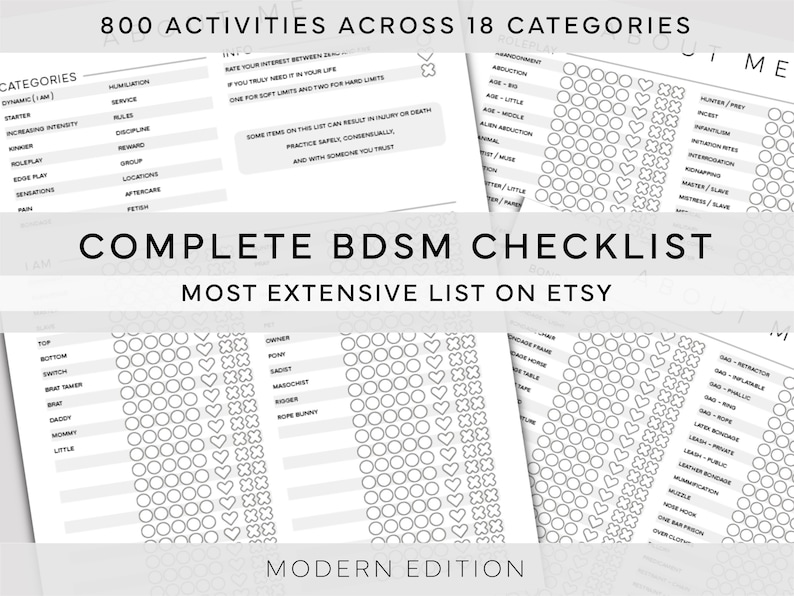 BDSM Checklist - Modern Edition - Etsy