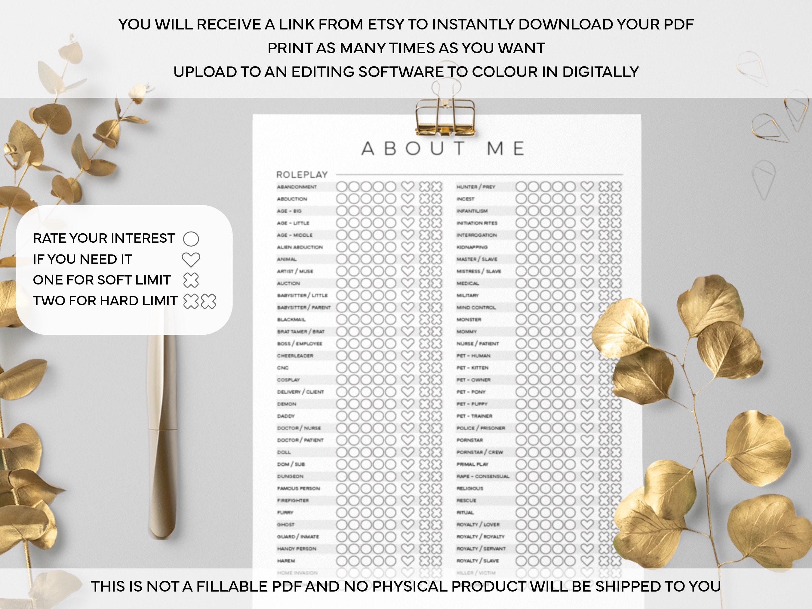 BDSM Checklist - Modern Edition - Etsy