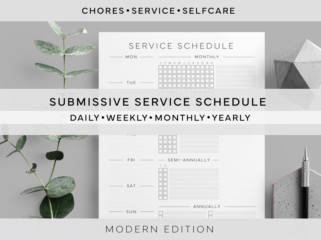 Submissive Service Schedule - Modern Edition - Etsy