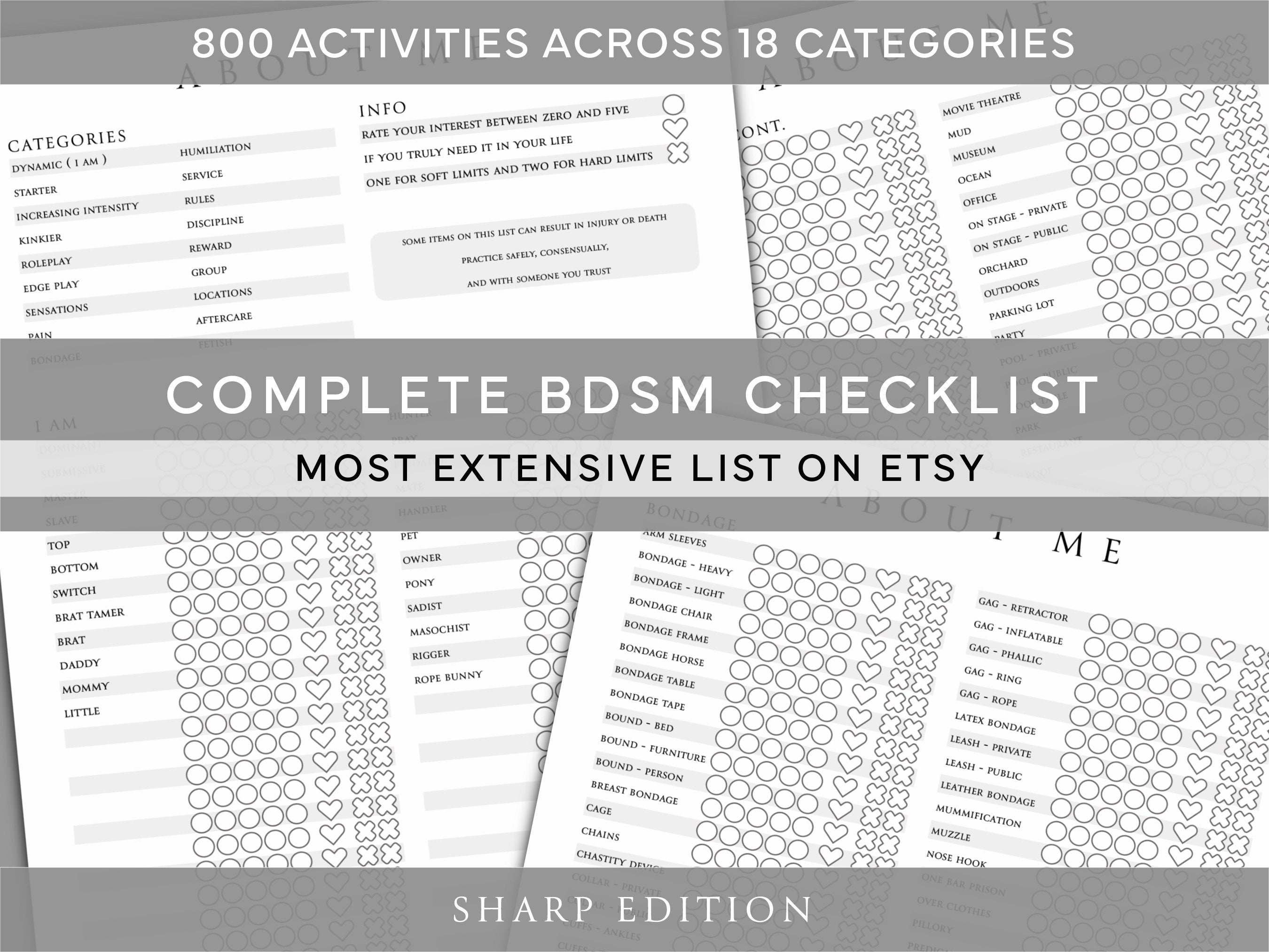 BDSM Checklist - Sharp Edition - Etsy