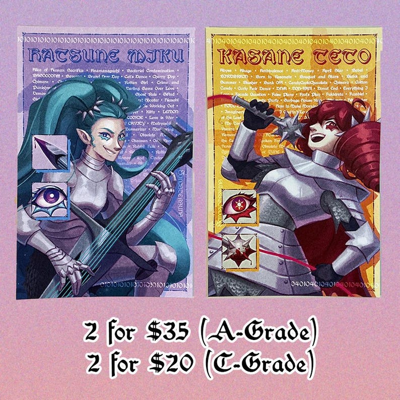 Kasane Teto Knight Poster | Vocaloid Decor | Kasane Teto Print | Knight ...