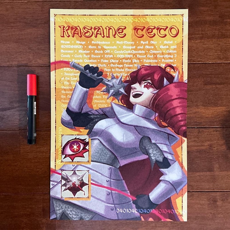 Kasane Teto Knight Poster | Vocaloid Decor | Kasane Teto Print | Knight ...