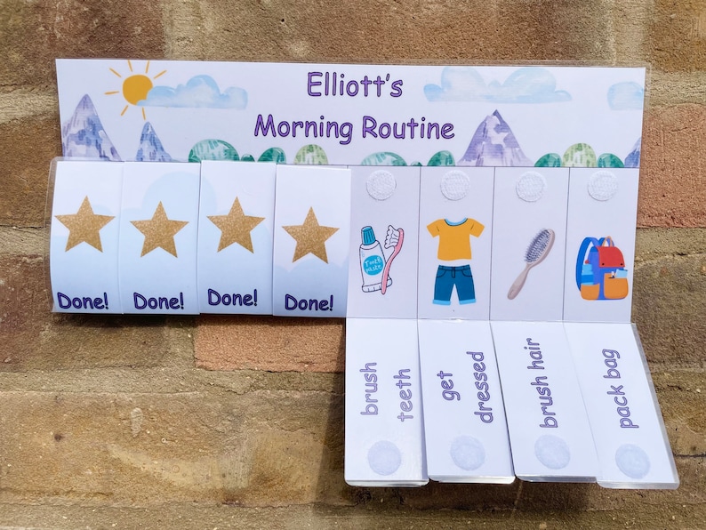 Personalised Handmade Visual Routine Chart Morning /evening Learning Routine Kids With ...