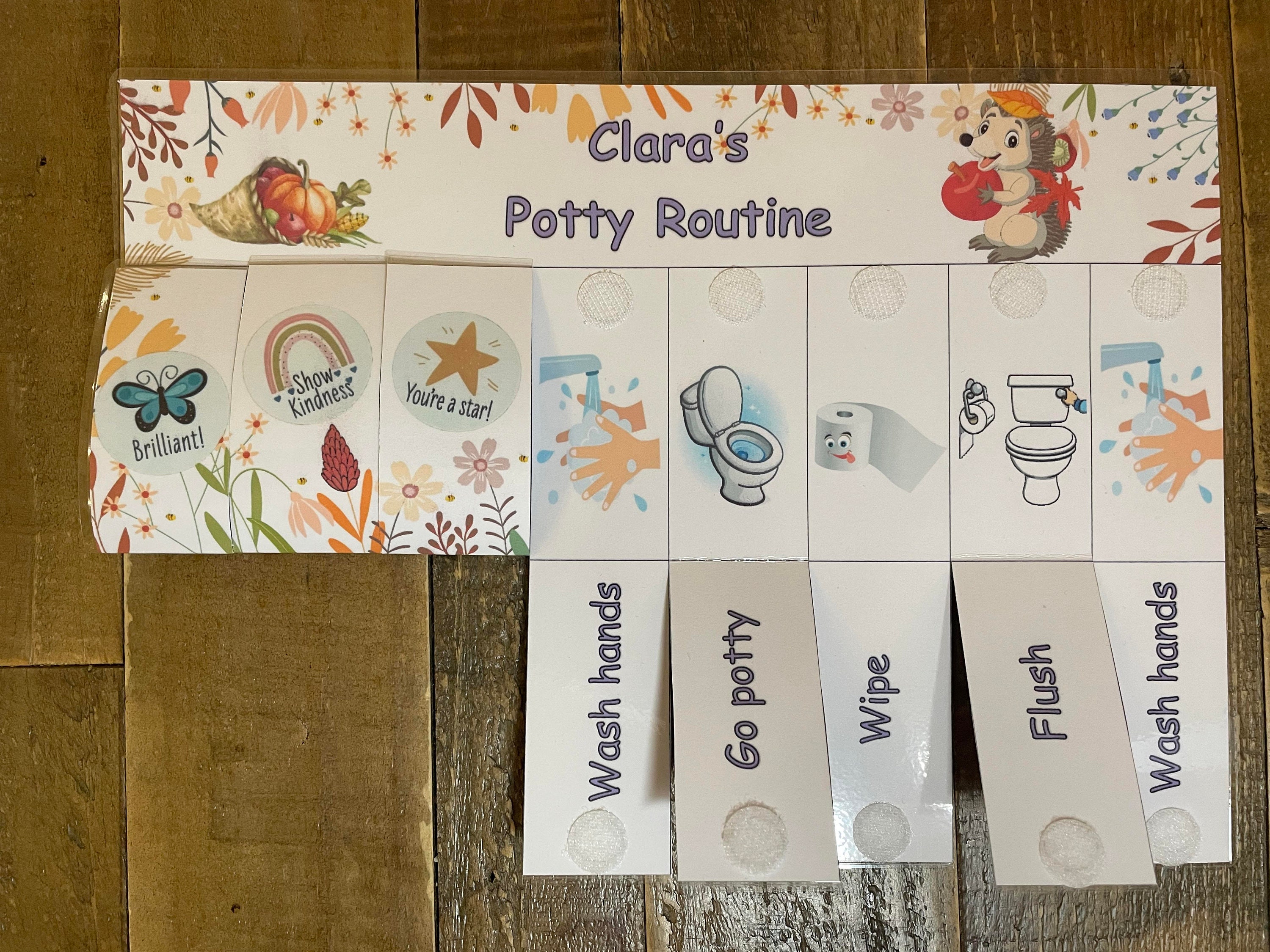 Personalised Handmade Visual Potty Training Chart Learning Routine Kids ...