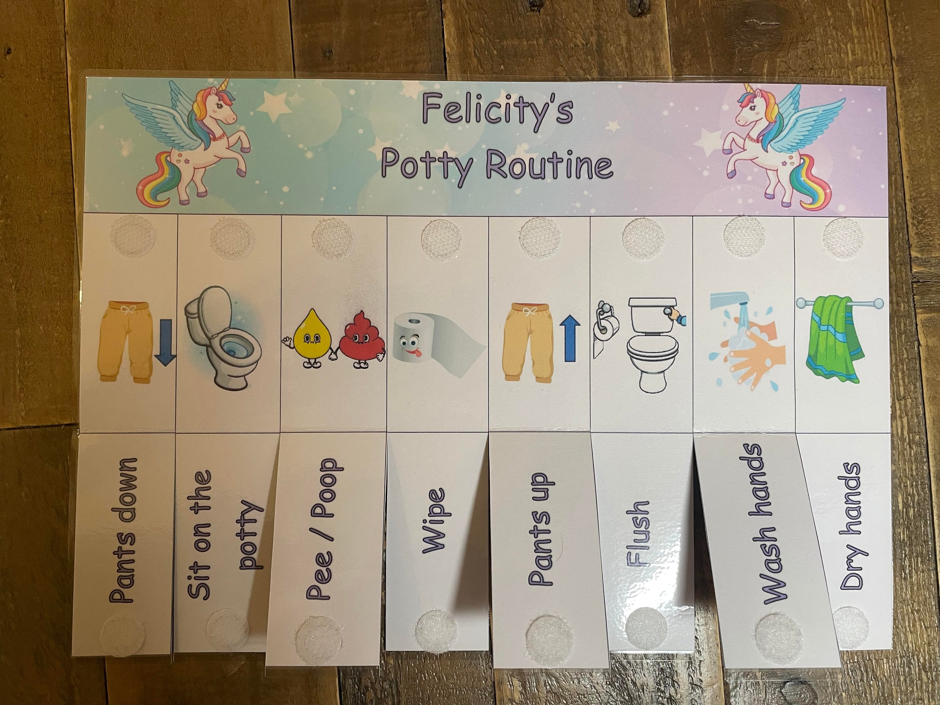 Personalised Handmade Visual Potty Training Chart Learning Routine Kids ...