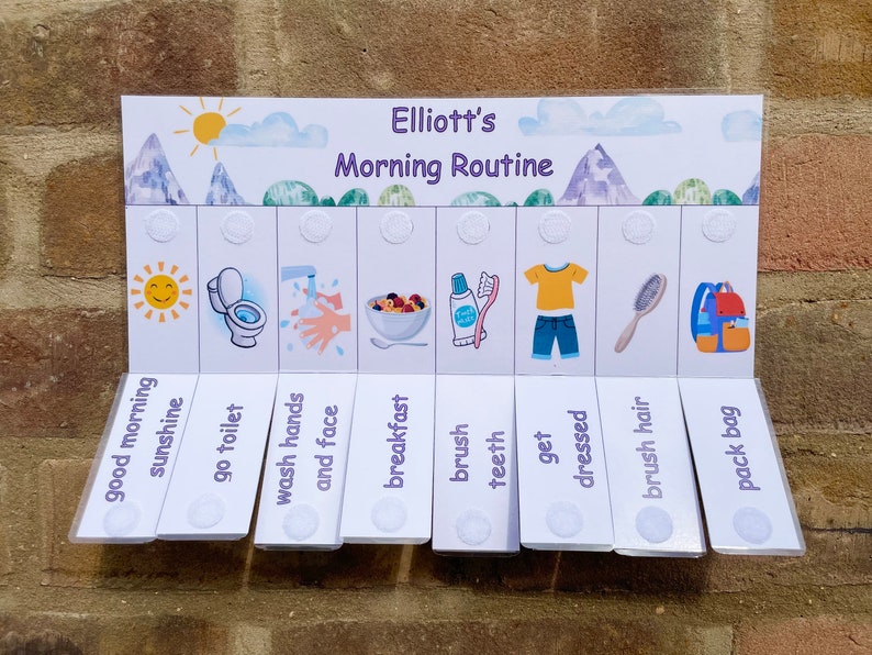 Personalised Handmade Visual Routine Chart Morning /evening Learning Routine Kids With ...