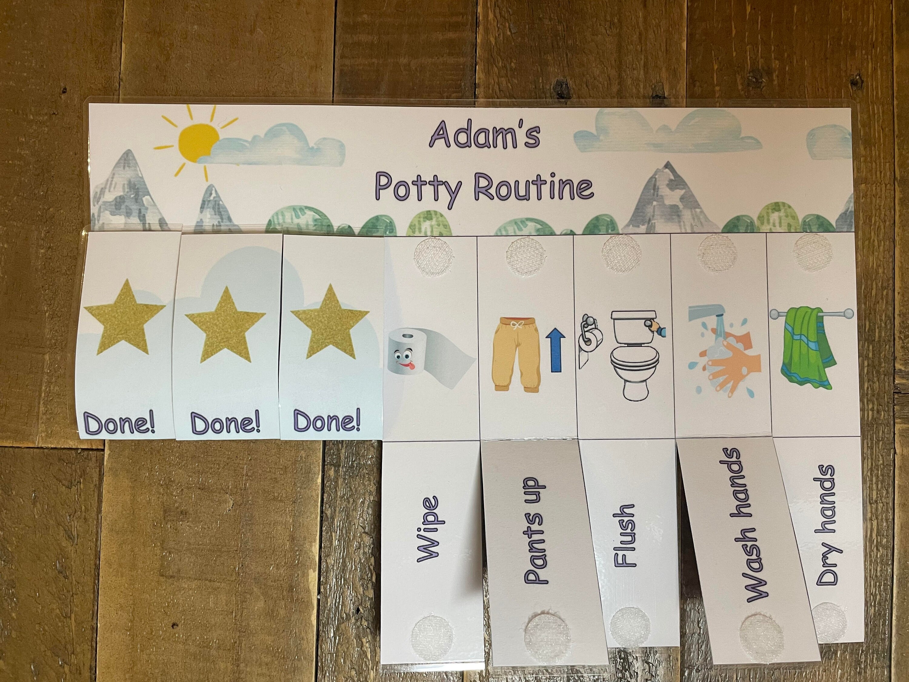 Personalised Handmade Visual Potty Training Chart Learning Routine Kids ...