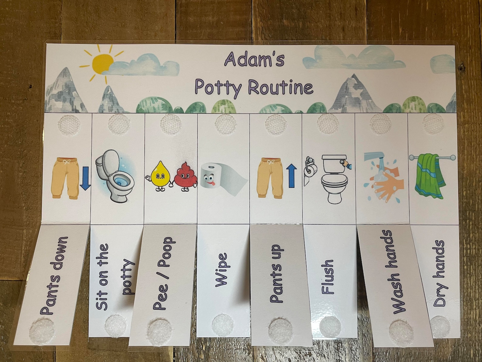 Personalised Handmade Visual Potty Training Chart Learning Routine Kids ...