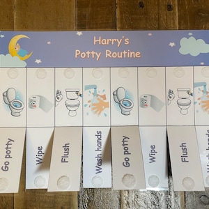 Personalised Handmade Visual Potty Training Chart Learning Routine Kids ...