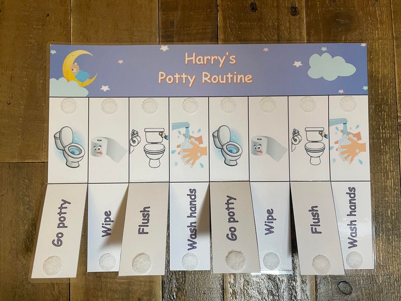 Personalised Handmade Visual Potty Training Chart Learning Routine Kids ...