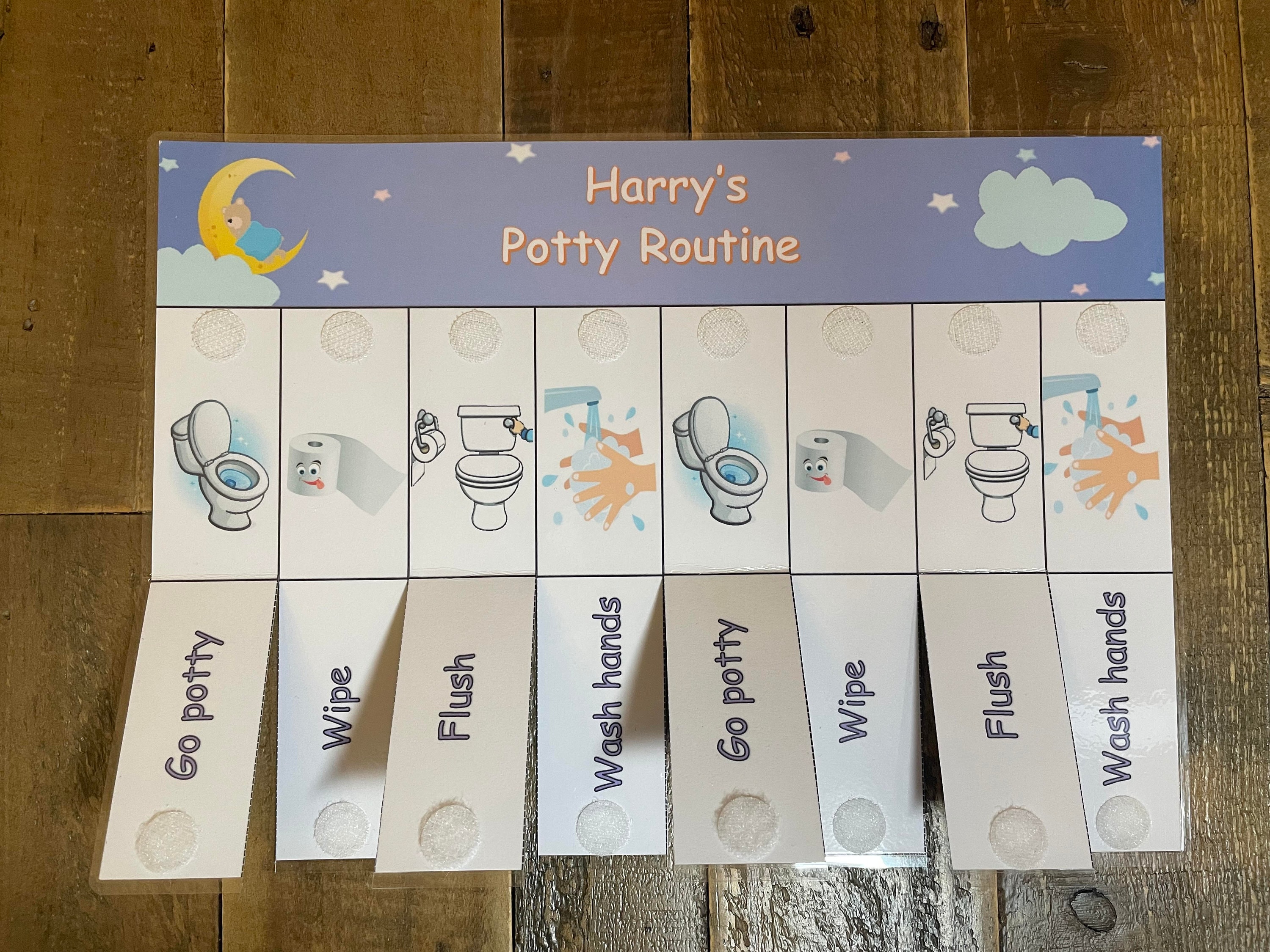 Personalised Handmade Visual Potty Training Chart Learning Routine Kids ...