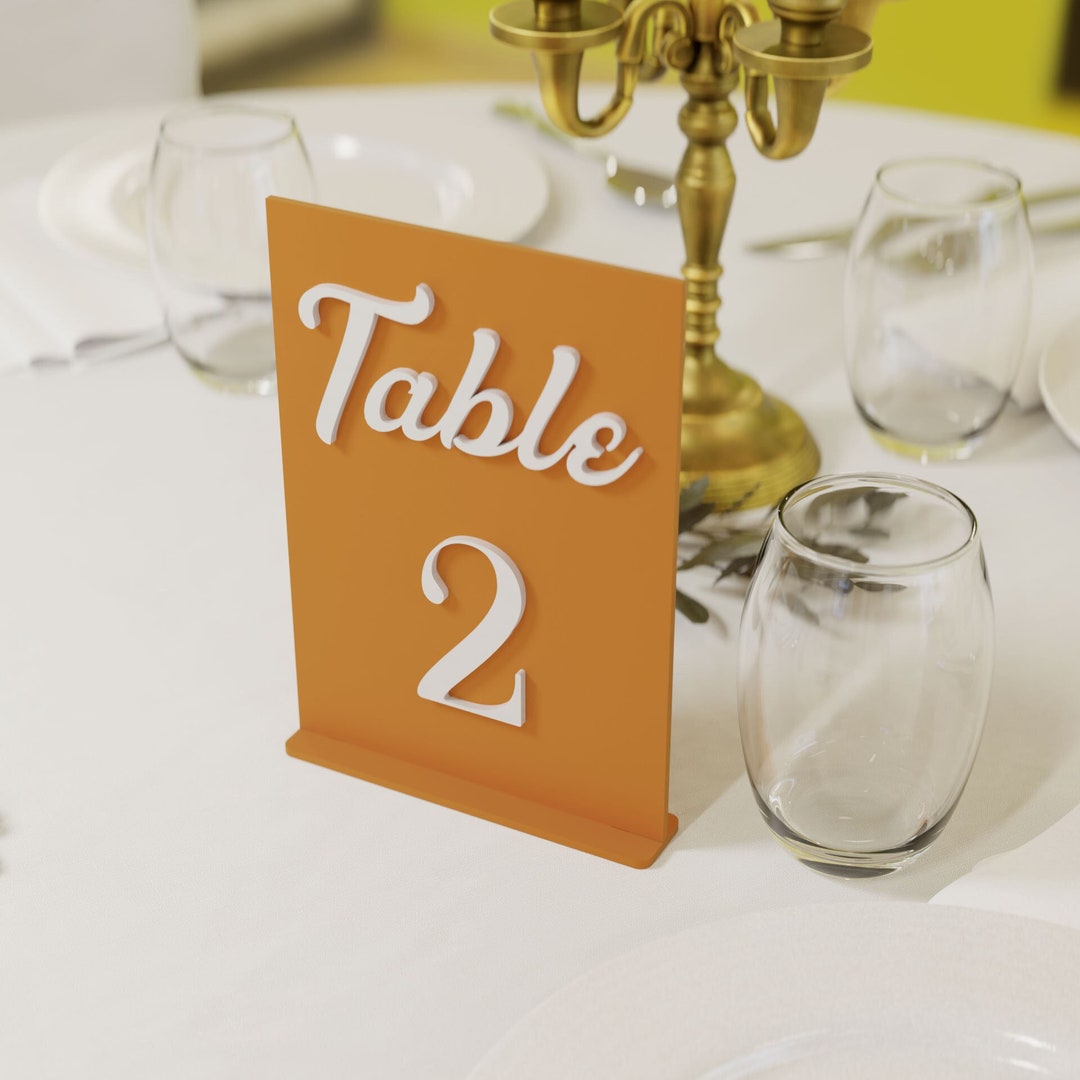 3D Acrylic Table Number Sign for Wedding, Table Numbers Sign, Wedding ...