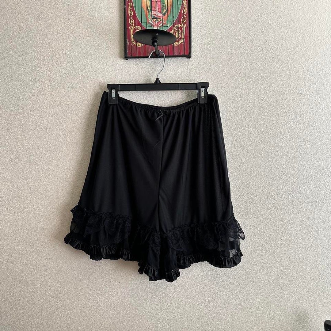 Handmade Black Nylon Sheer Lace Trim Bloomer Lounge Short - Etsy