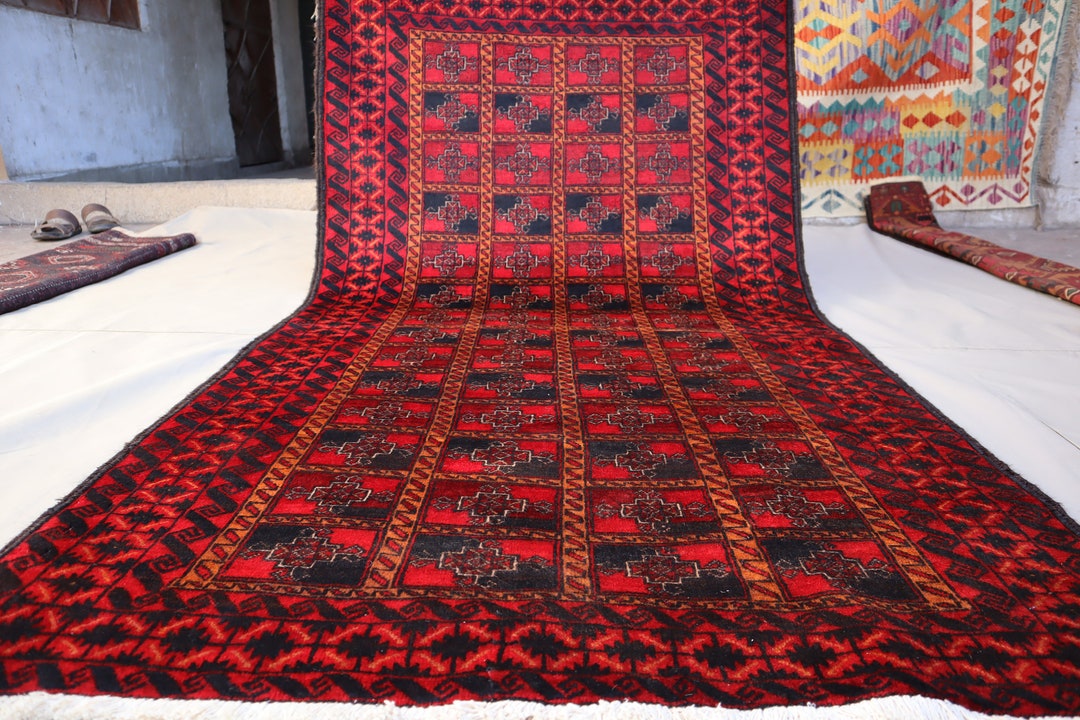 6x3 Ft Turkmen Masha Balochi Hand Knotted Antique Geometric Design Rug ...