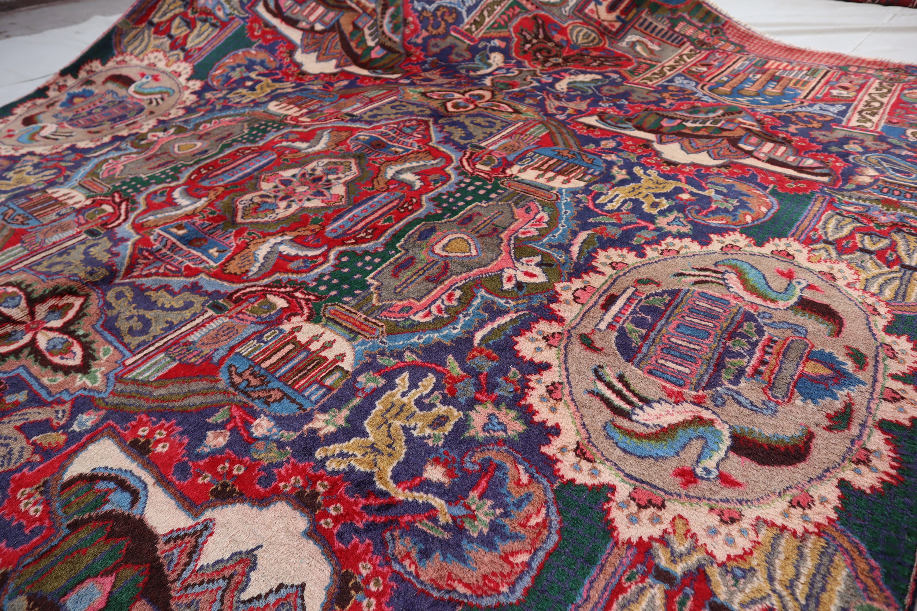 10x7 Ethnic Antique Afghan Geometric Pictorial Vintage Area Rug/ City ...