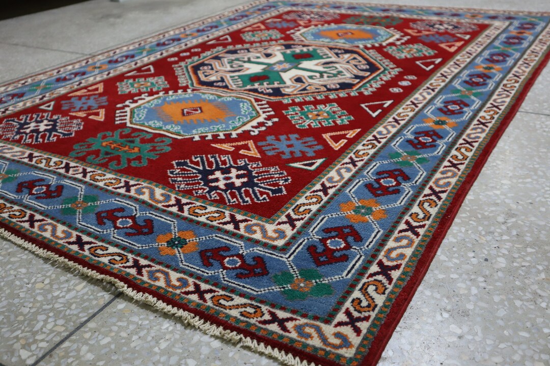 6x4 Ft Turkmen Modern Ghazni Wool Rug/ Oriental Kazak Handmade Afghan ...