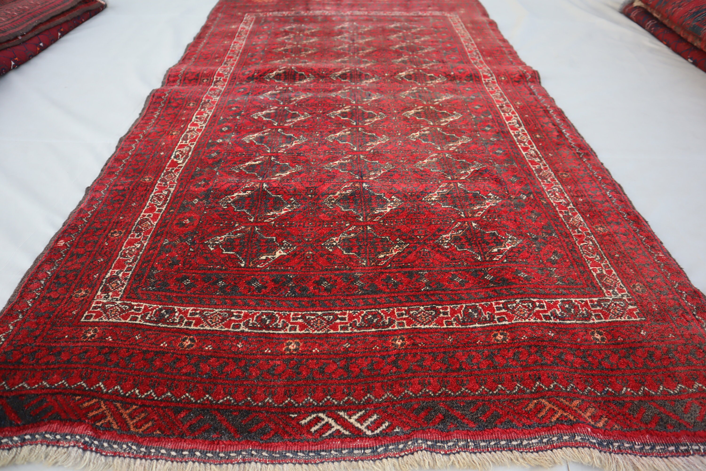 6x3 Ft Old Turkmen Hand Knotted Rug/ Baba Sediqe Antique Geometric ...