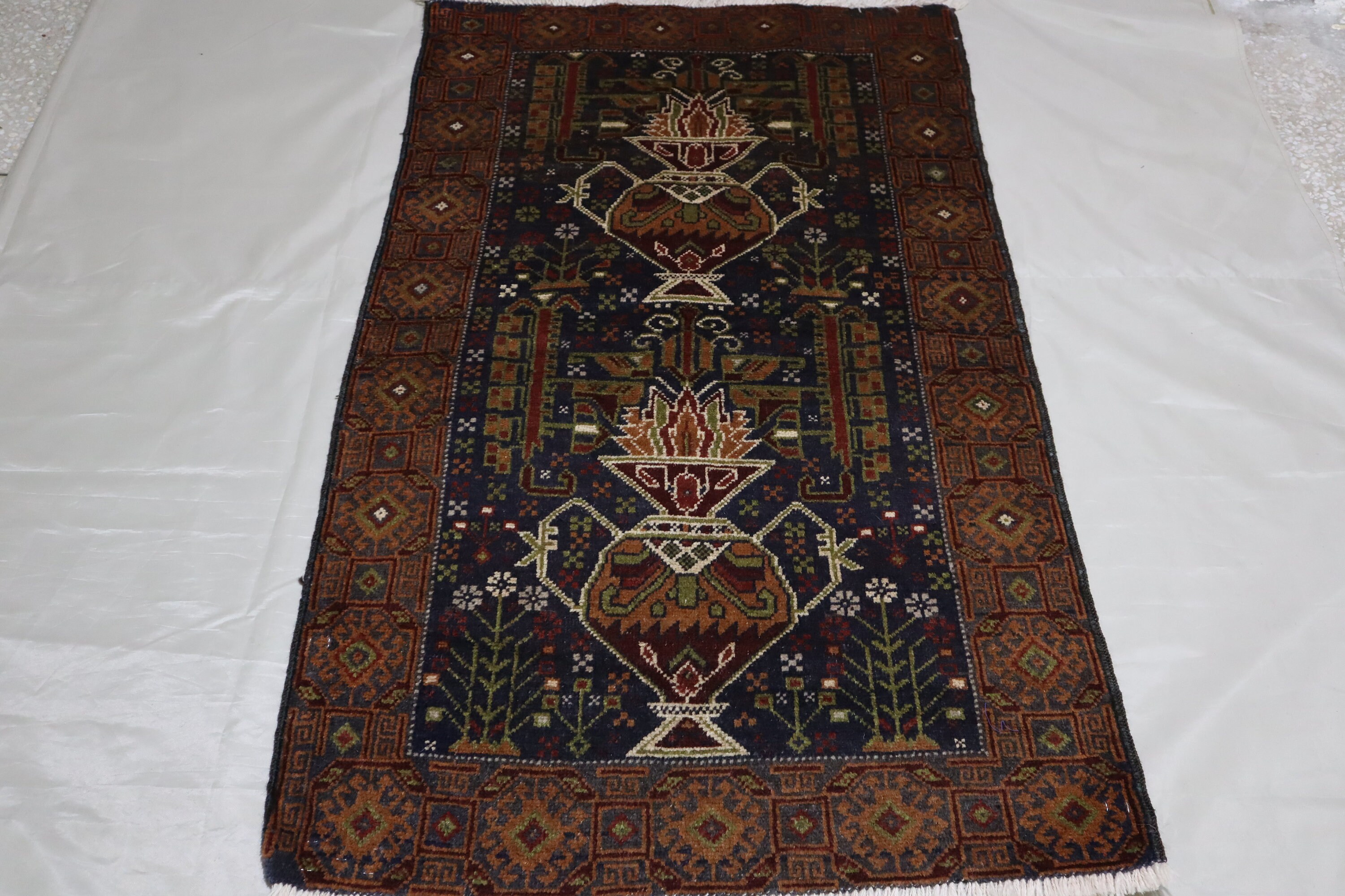 5x3 Ft Turkmen Hand Knotted Antique Geometric Design Rug/ Vintage ...